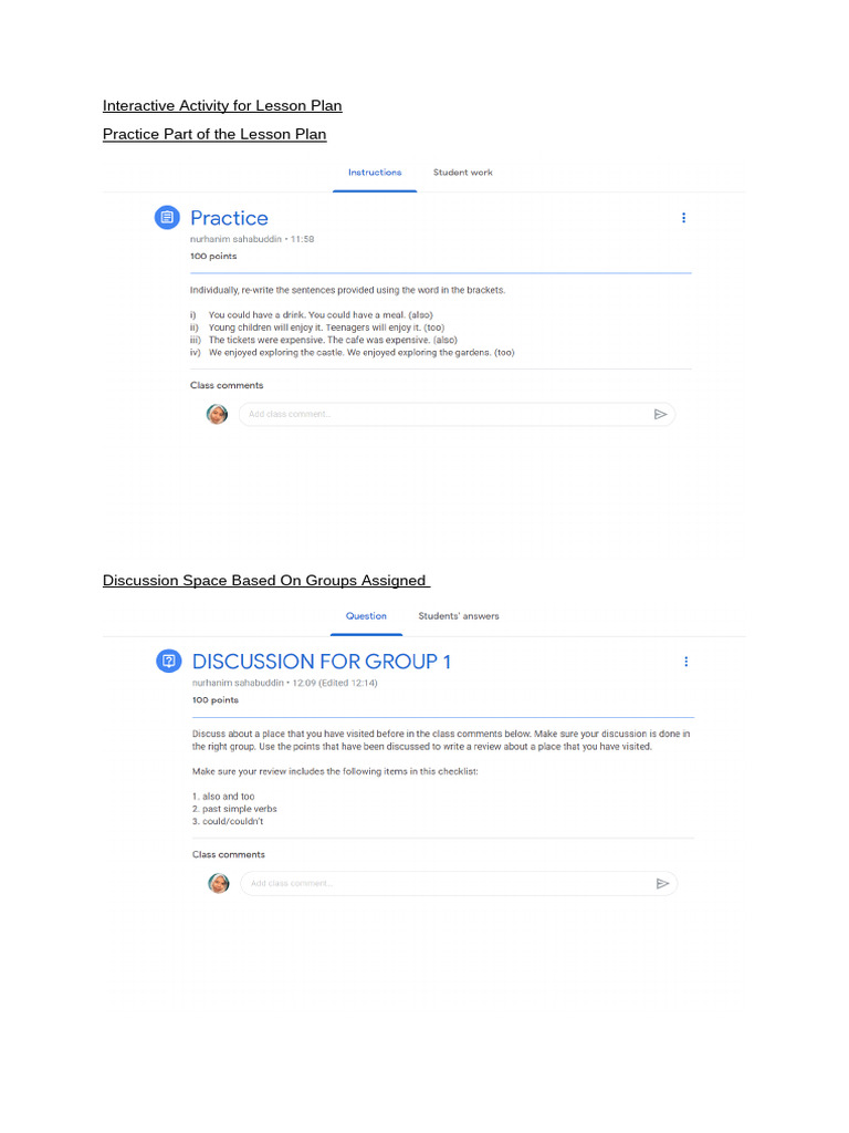 Interactive Activity For Lesson Plan | PDF
