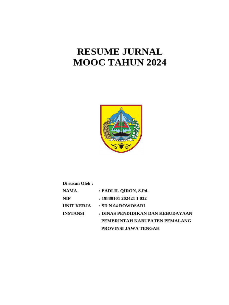 Resume Jurnal MOOC PPPK Fadlil Tahun 2024 - Copy | PDF