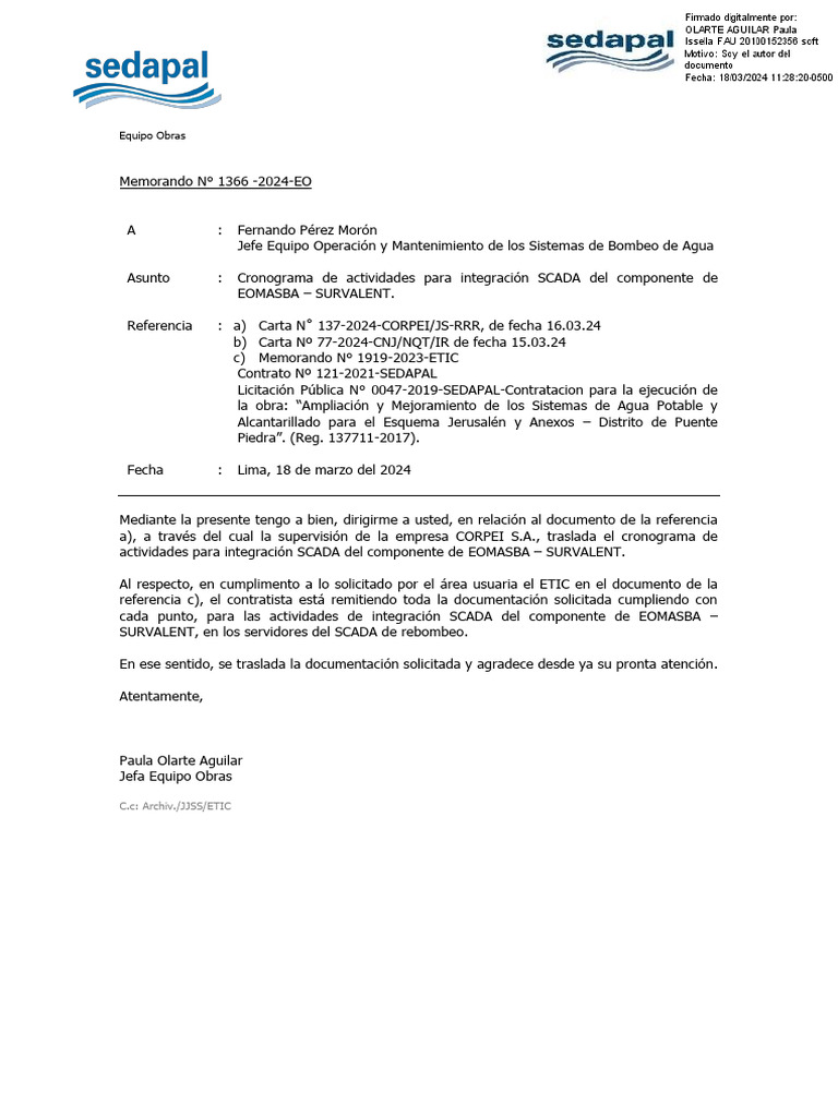 11.. Memorando N°1366 - 2024-EO - ETIC - Cronograma para Integración ...