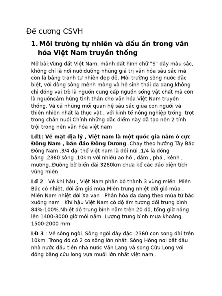 Đề cương CSVH | PDF