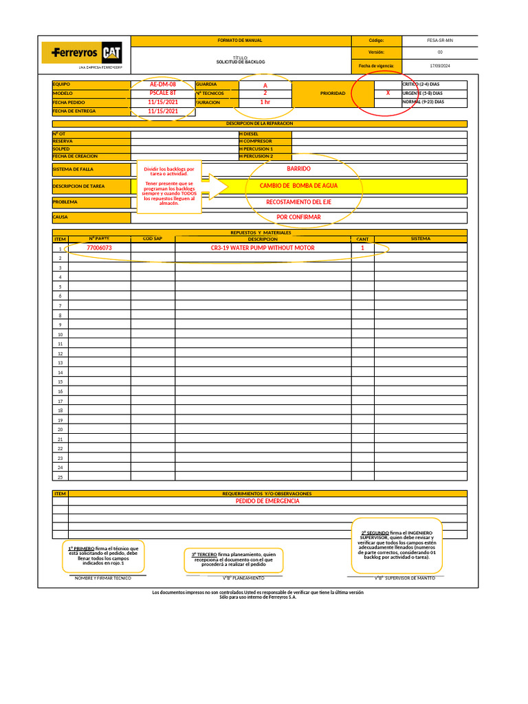 Formato de Backlogs Actualizado | PDF