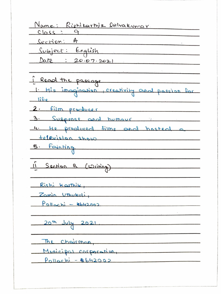 Rishi karthik selvakumar grade 9a English | PDF