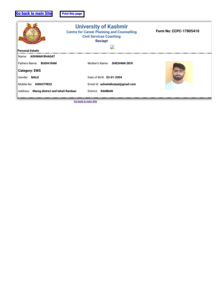 Print Application Form | PDF