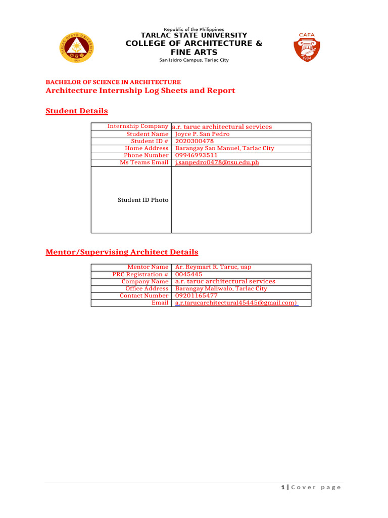 Draft Architecture Internship Logsheet and Report 1 | PDF | Architect ...