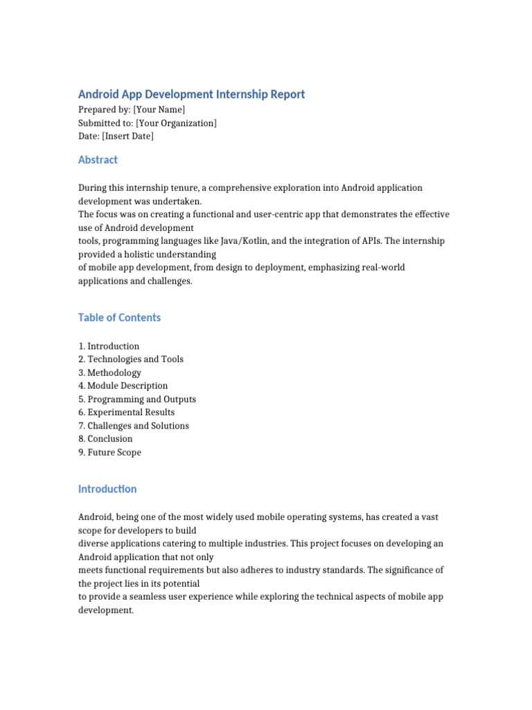 Expanded Android App Development Report | PDF | Android (Operating ...