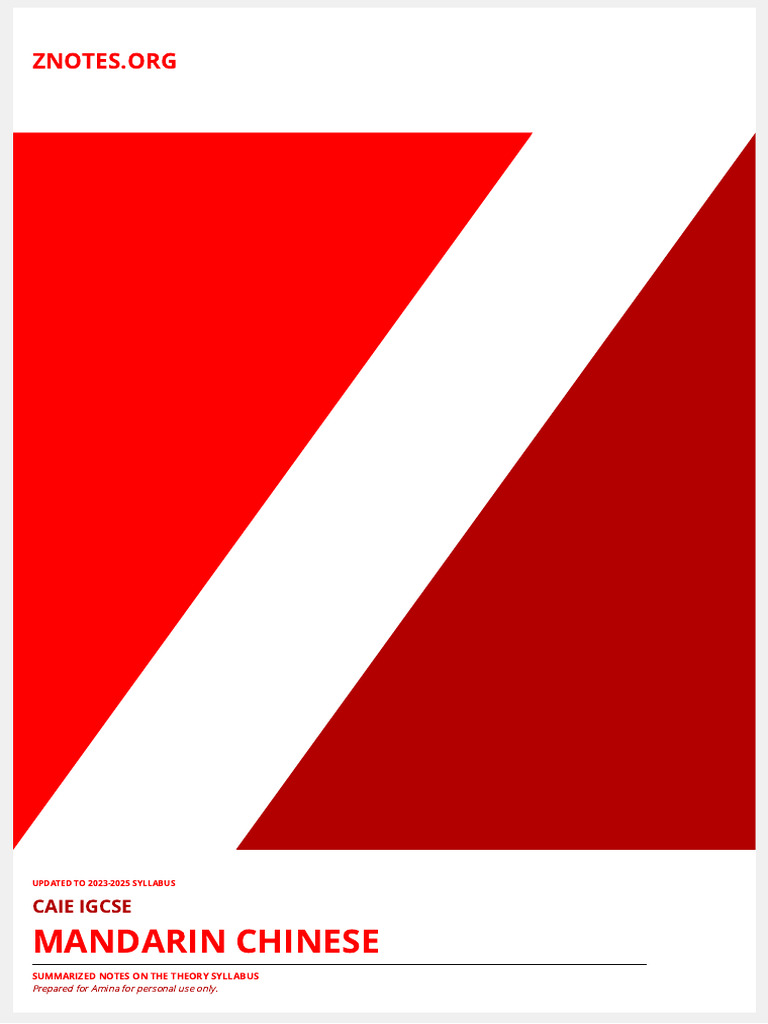 CAIE-IGCSE-Mandarin Chinese | PDF | Chinese Language | Verb