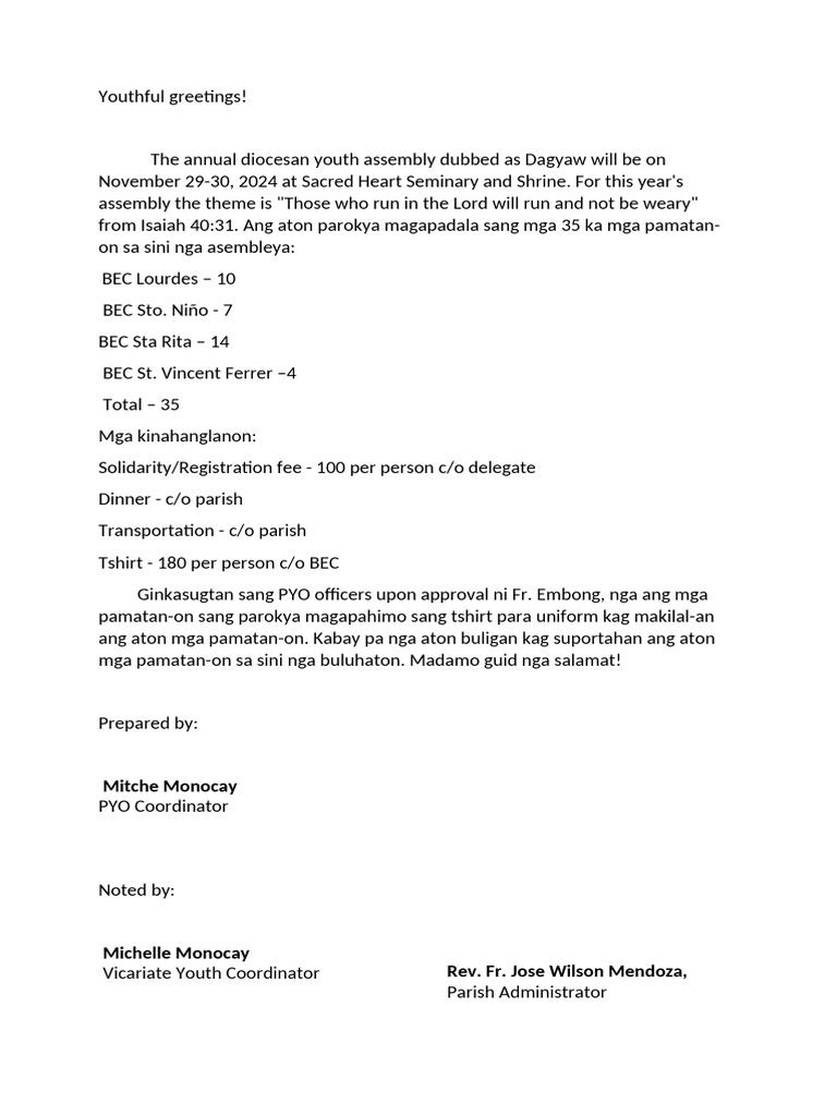 Letter Gor Dagyaw | PDF