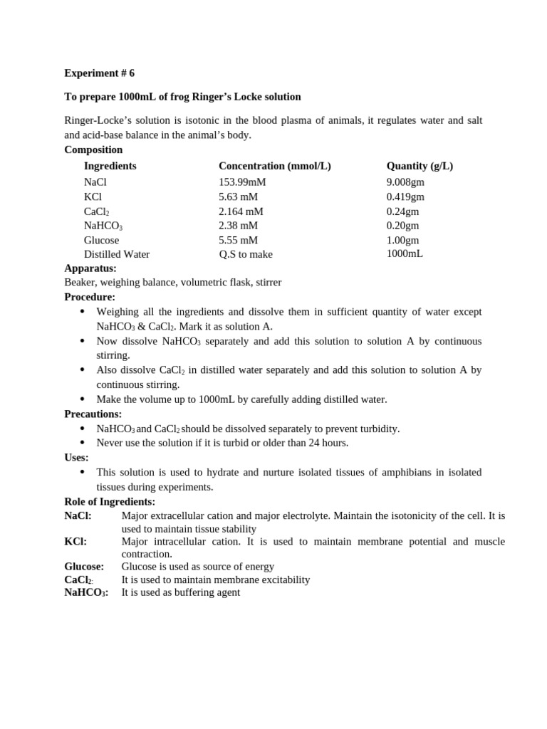 Ringer Locke Solution | PDF