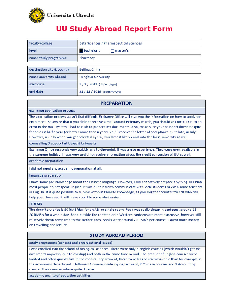 Beijing Tshinghua University Studentverslagen | PDF | International ...
