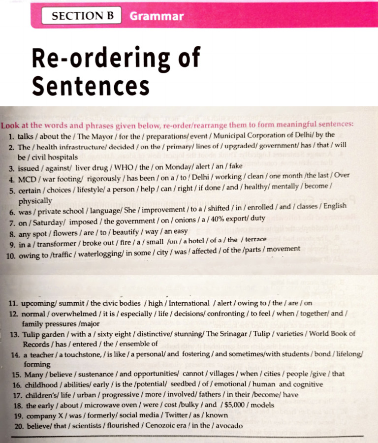 XI A, B, C Re - Ordering Sentences REVISION | PDF | Psychology