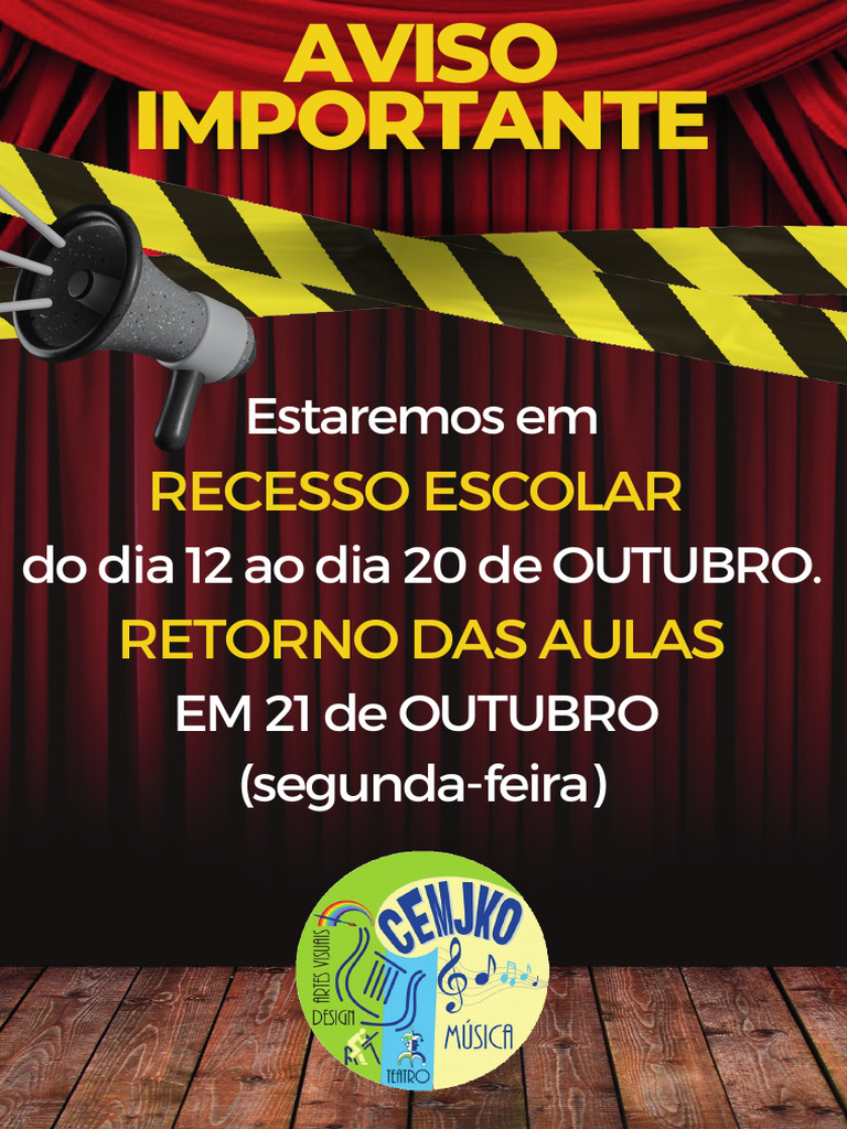 Aviso Recesso Escolar A3 | PDF