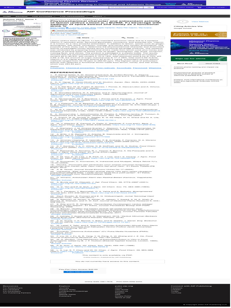 Physicochemical Character and Antioxidant Activity of Lemon ( (L.) BURM ...