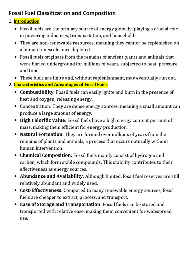 Fossil Fuel Classification and Composition | PDF | Natural Gas | Petroleum