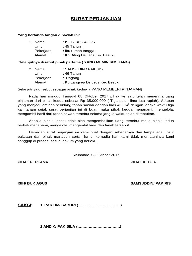 Surat Perjanjian | PDF