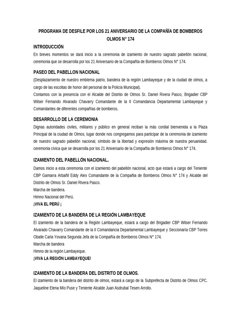 Programa de Desfile | PDF | Perú