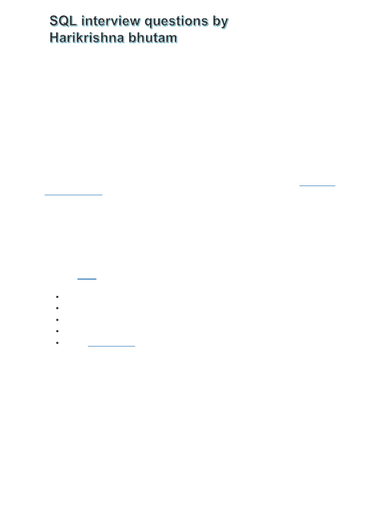 my sql interview questionsweeeee | PDF | Pl/Sql | Microsoft Sql Server