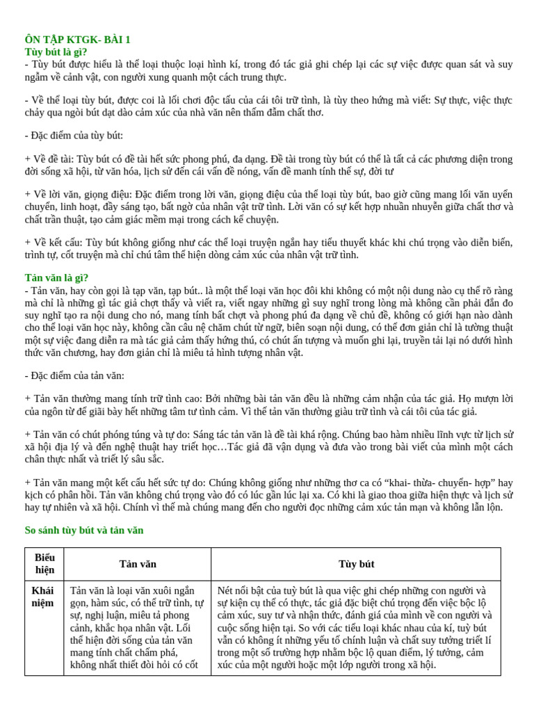 Ôn Tập KTGK | PDF