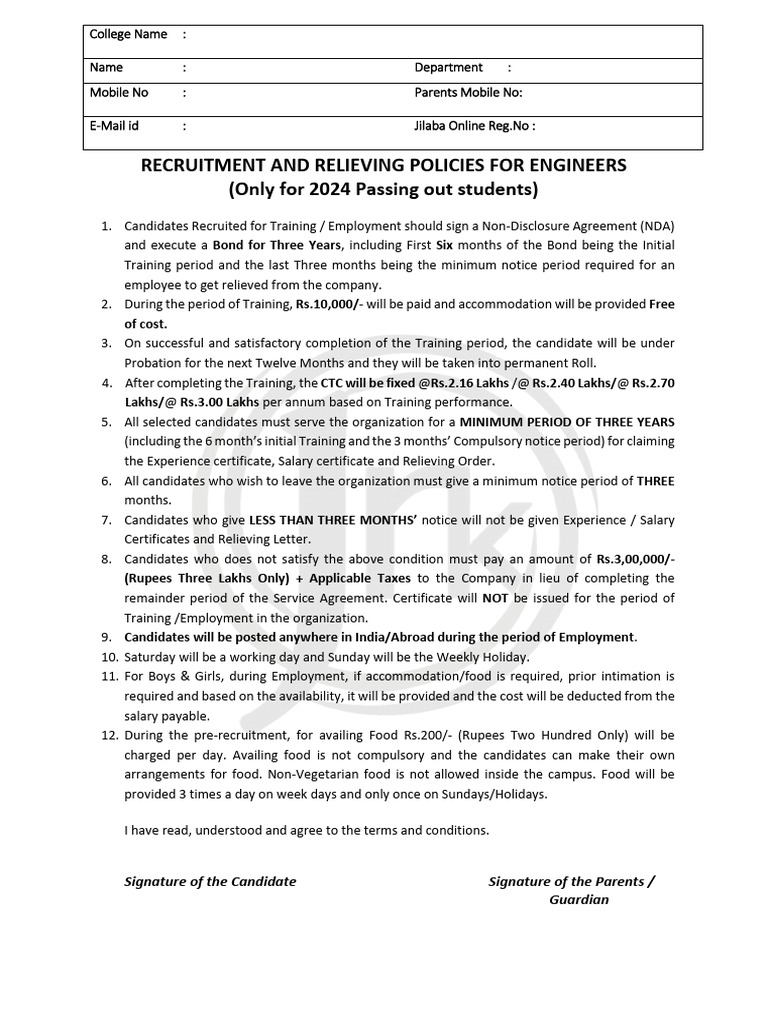 2024 Engineer Recruitment Policies | PDF | Salary | Non Disclosure ...