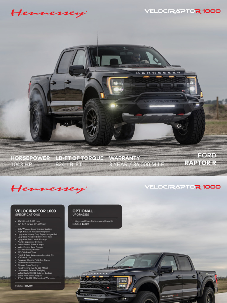 Ford Raptor R: 1043 HP VelociRaptor 1000 | PDF | Horsepower | Car Body ...