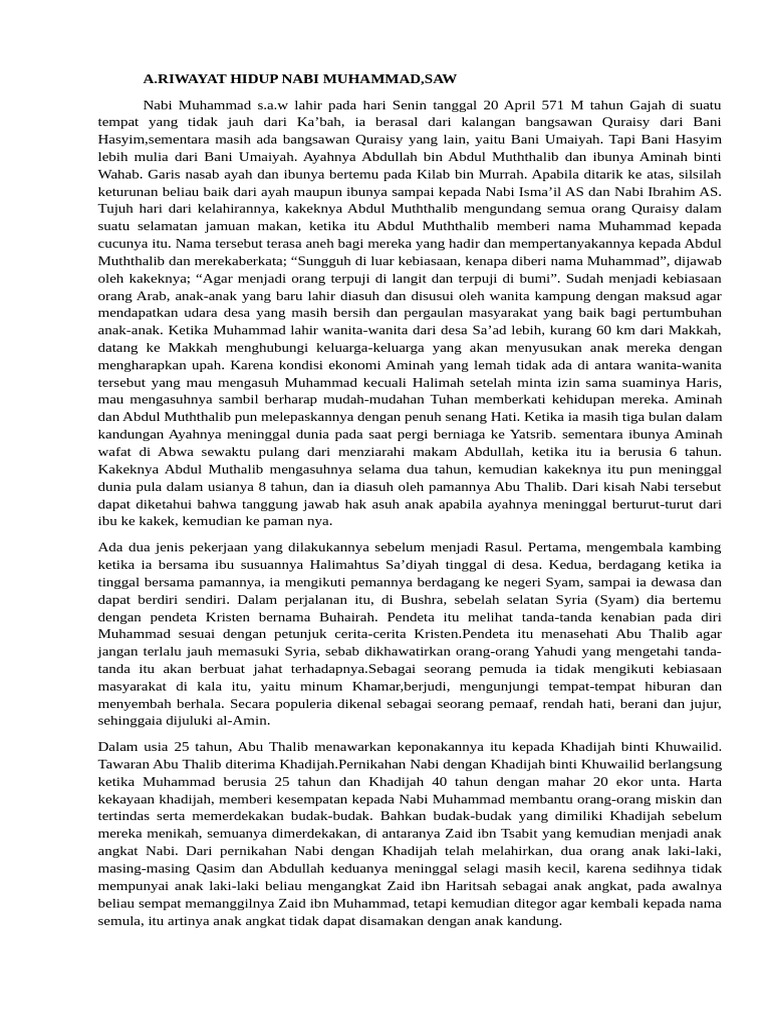 riwayat hidup rasulullah | PDF