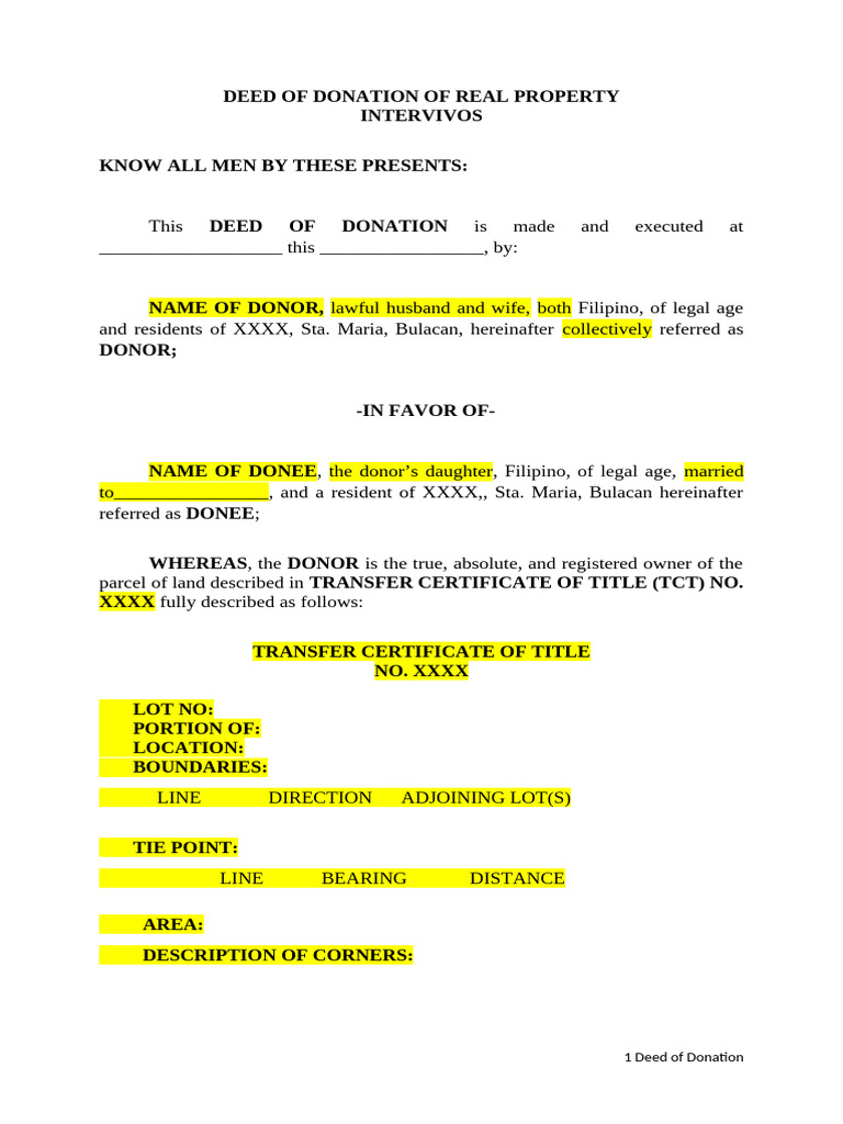 Real Property Donation Agreement | PDF | Real Property | Land Lot