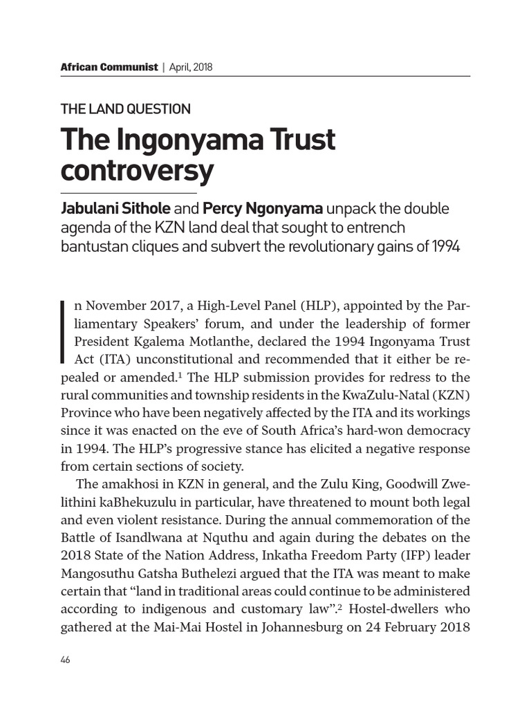 Ingonyama Trust Controversy, Sithole and Ngonyama, AC April 2018 | PDF | African National ...
