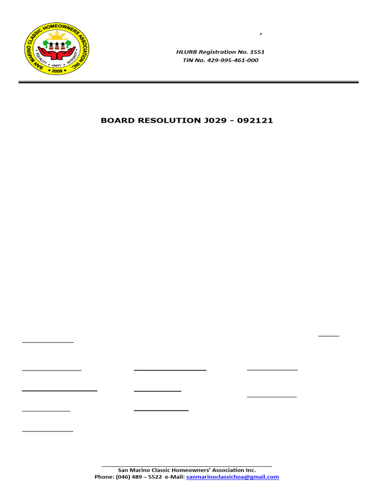 Board Reso BOARD RESOLUTION J029 -092321 | PDF | Governance | Government