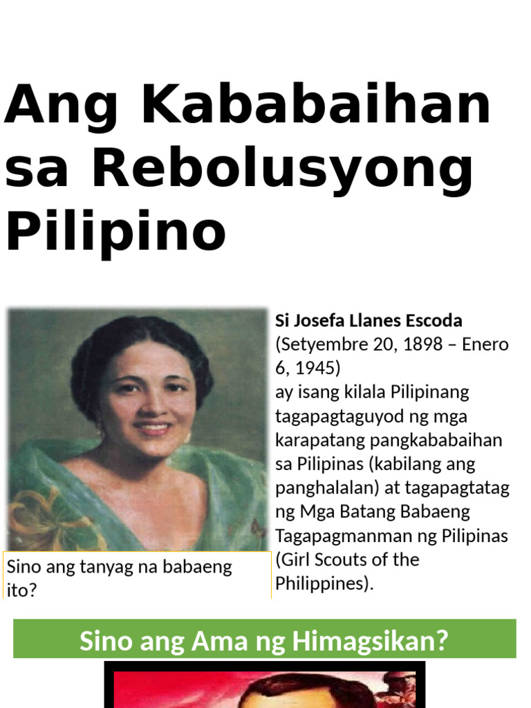 Ang Kababaihan Sa Rebolusyong Pilipino | PDF