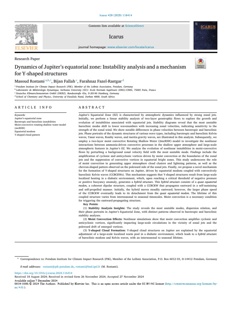 Dynamics of Jupiter’s equatorial zone: Instability analysis and a ...
