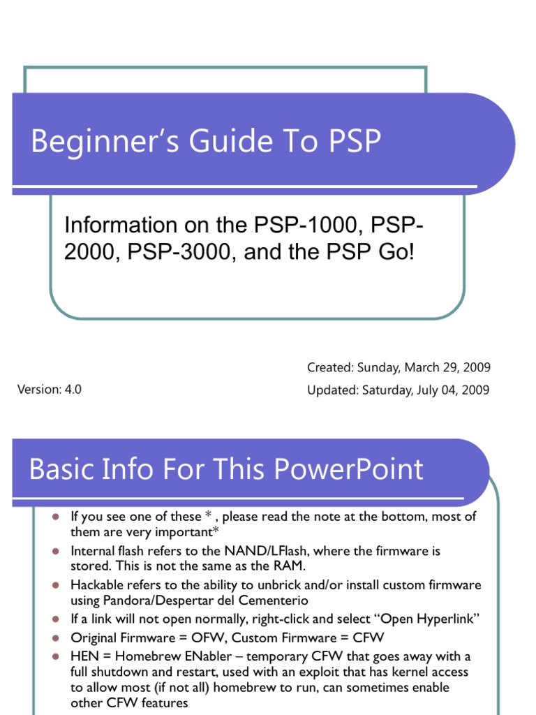 Beginner's Guide To PSP v4.0 | PDF | Digital Technology | Electronics