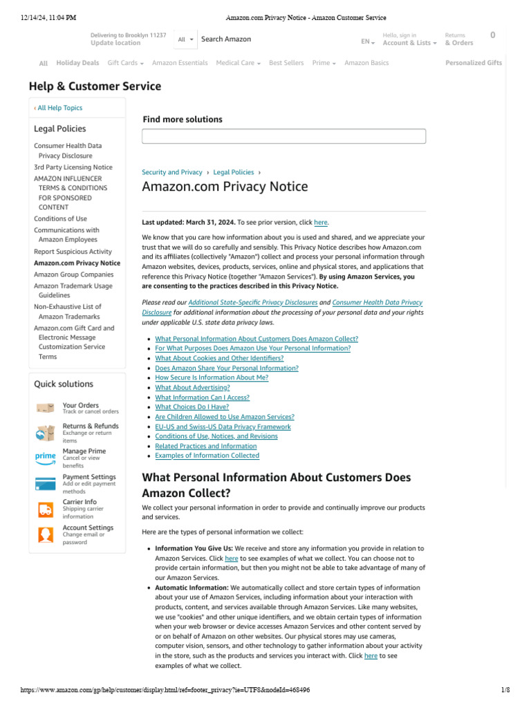 Privacy Notice - Amazon Customer Service | PDF | Http Cookie | Computer ...