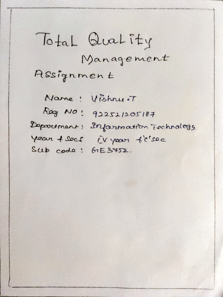 TQM Assignment | PDF