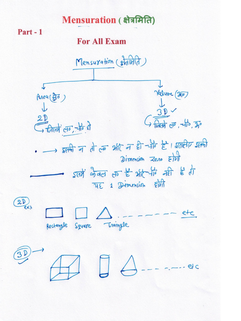 Mensuration Part - 1 __ Class Notes PDF | PDF