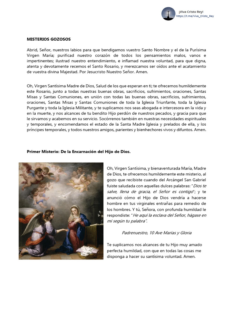 Misterios Gozosos Meditados S. Francisco de Paula | PDF | María, madre ...