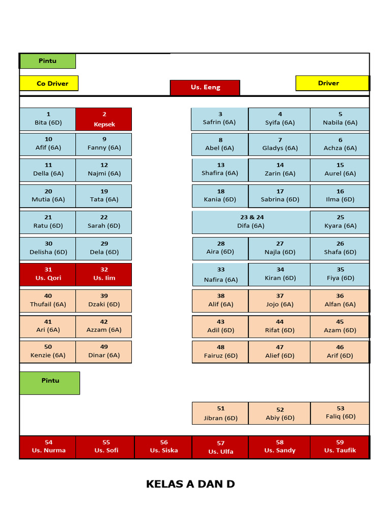 Denah Bus Karyawisata 2024-1 | PDF