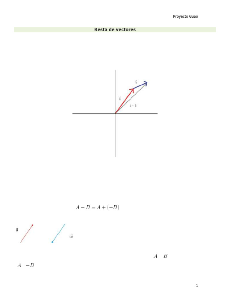Resta de Vectores | PDF | Sustracción | Vector Euclidiano