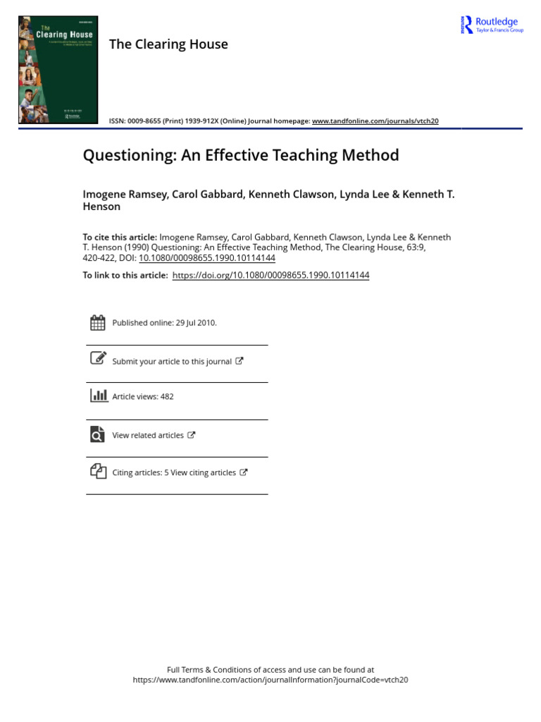 Questioning- An Effective Teaching Method | PDF | Teachers | Question