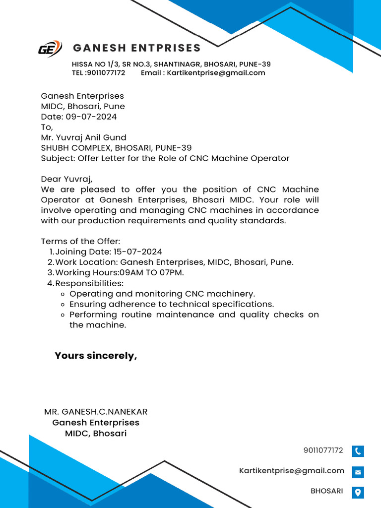 Blue and Black Corporate Simple Application Letter | PDF