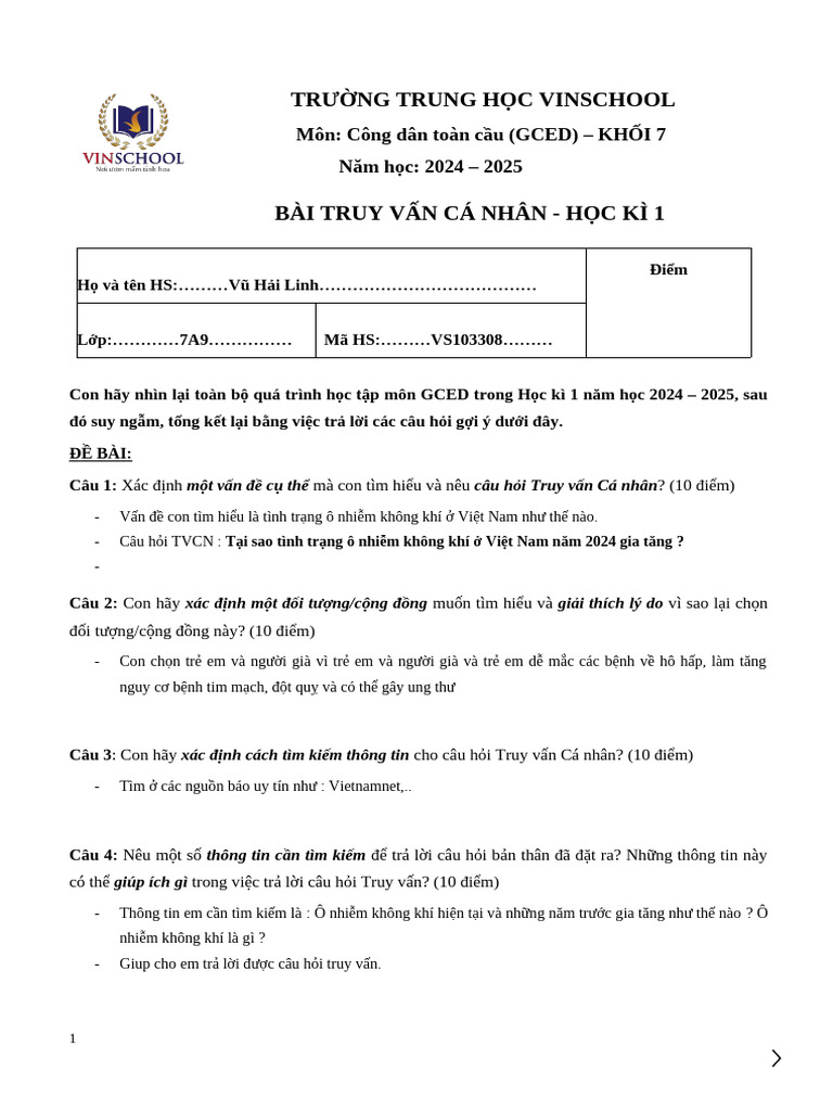 TEMPLATE-TRUY-VẤN-CÁ-NHÂN-HK1 (2) | PDF