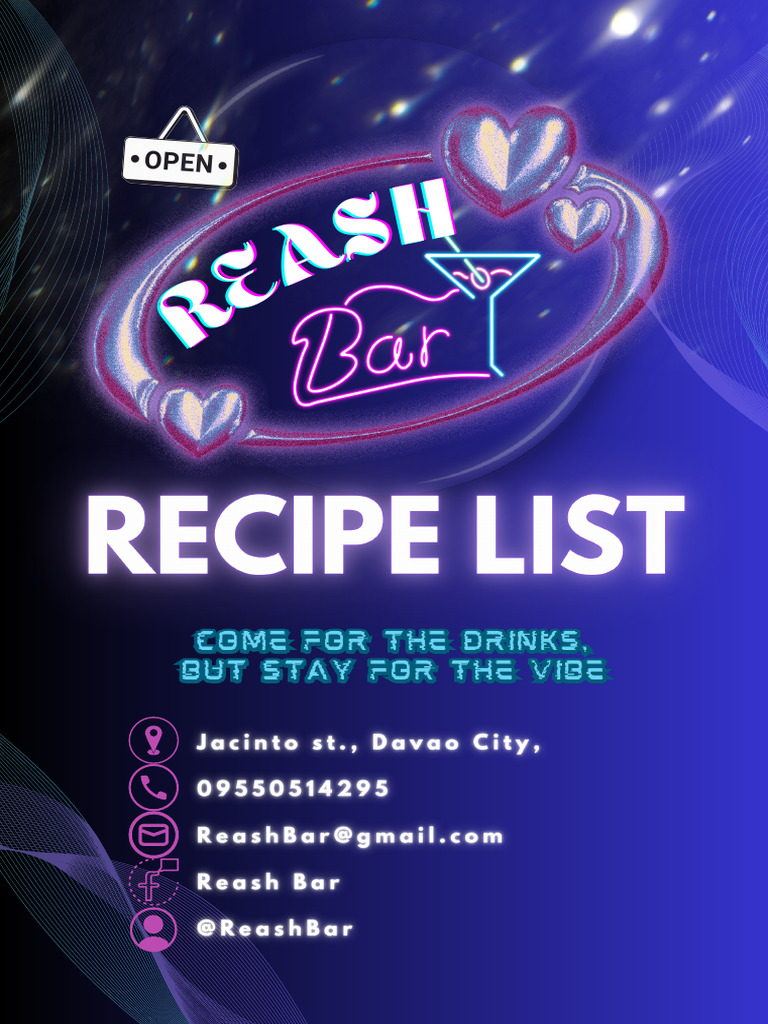 Reash Recipe List (1) | PDF | Martini (Cocktail) | Cocktails