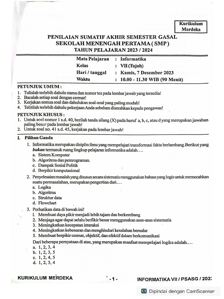 Soal PSAS Informatika 2023 | PDF