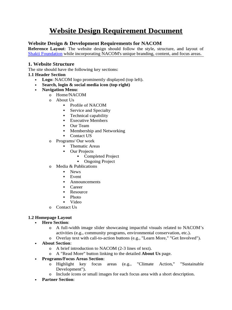 Website Design Requirement Document | PDF | Web Design | Websites