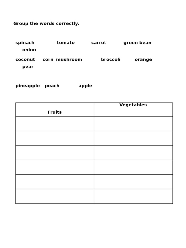 Group The Words Correctly | PDF