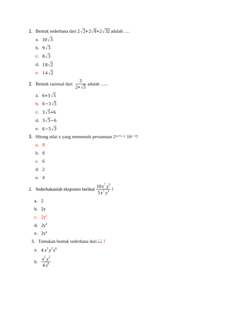 Soal Eksponen Dan Logaritma | PDF