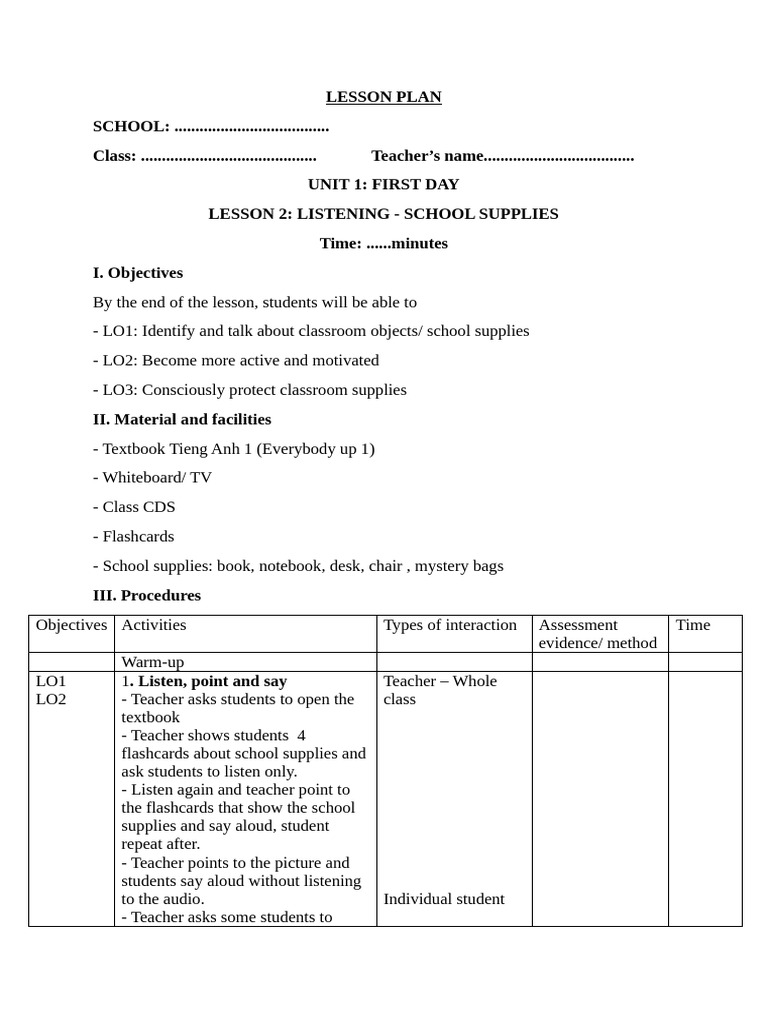 LESSON PLAN_UNIT 1 | PDF | Cognitive Science | Teaching LESSON PLAN_UNIT 1 | PDF | Cognitive Science | Teaching