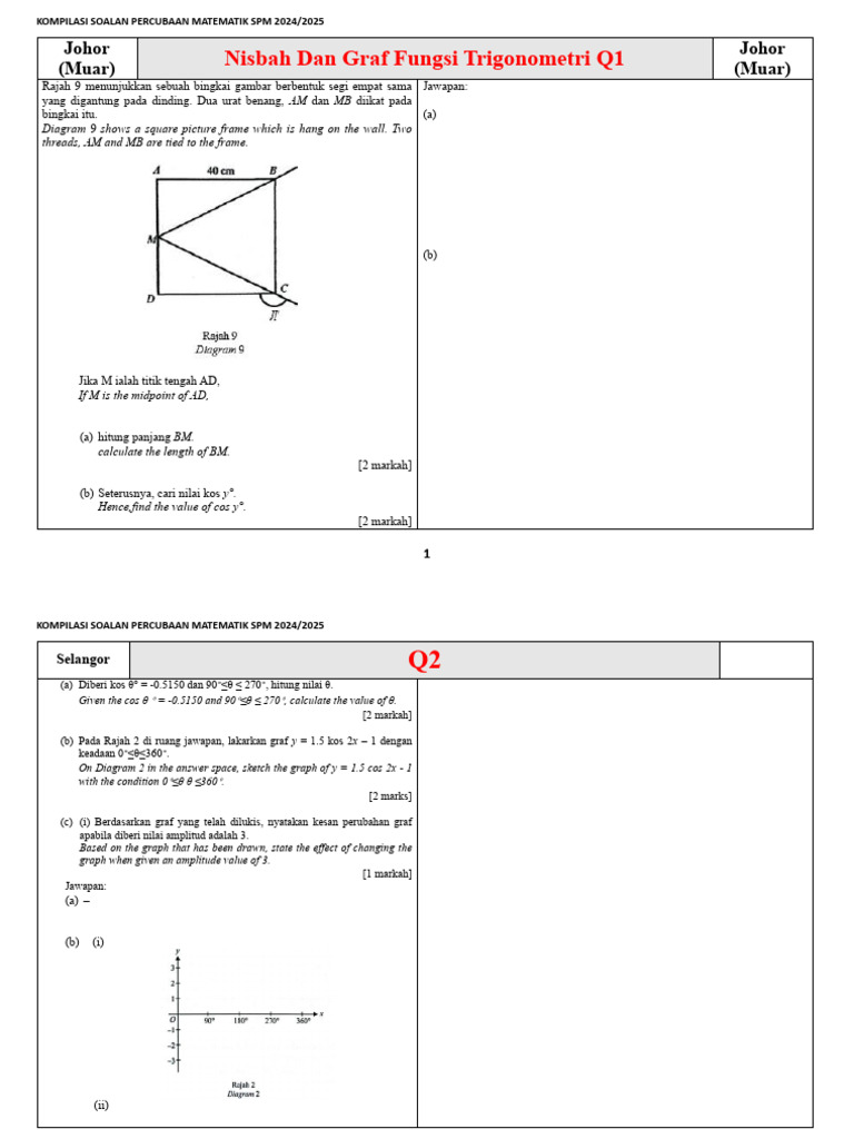 F5 6. Nisbah Dan Graf Fungsi Trigonometri New | PDF
