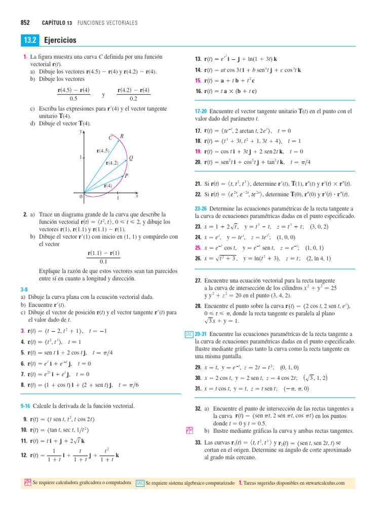 LISTA 2 DERIVADA E INTEGRAL VECTORIAL | PDF | Vector Euclidiano | Línea (geometría)