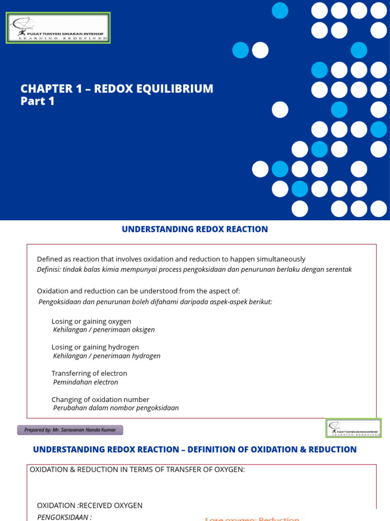 CHAPTER 1 - REDOX EQUILIBRIUM - Part 1 | PDF | Redox | Electrochemistry