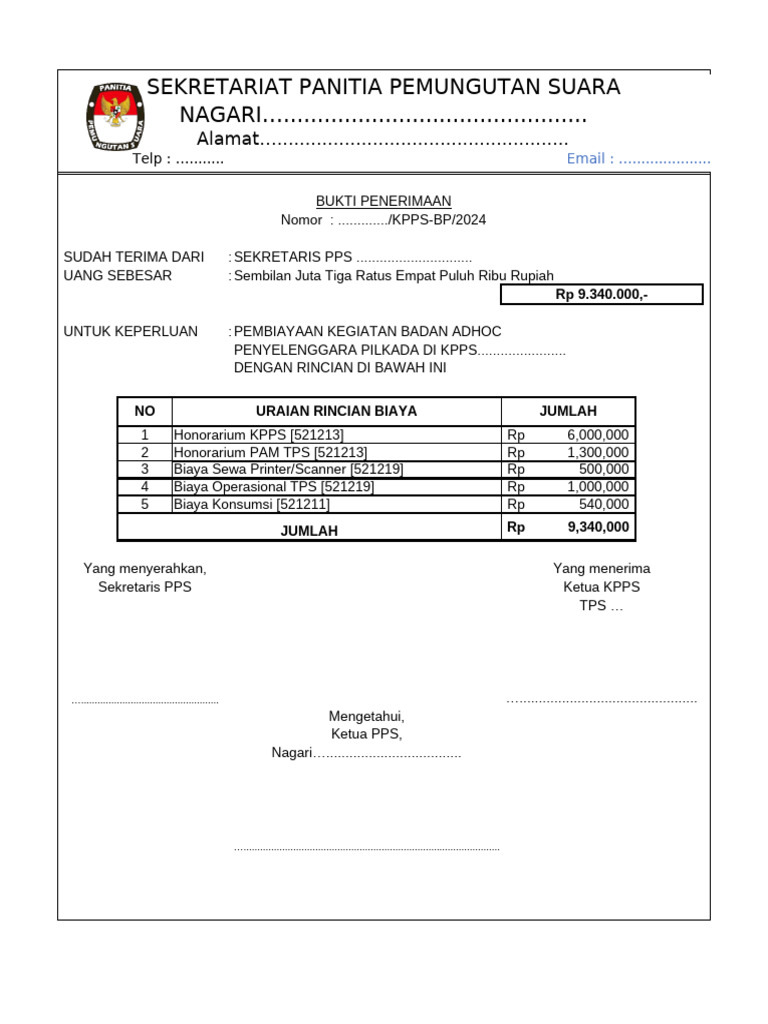 Format Form Spj Kpps Pilkada | PDF
