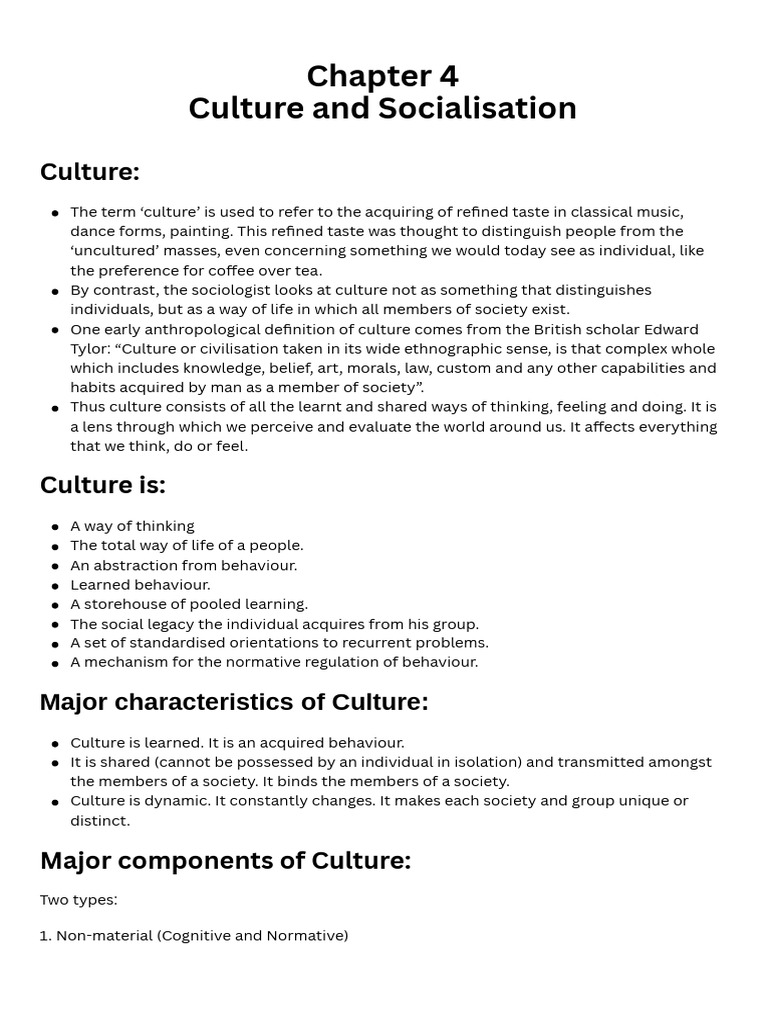 Culture and Socialisation 20231122 003825 0000 | PDF | Socialization ...